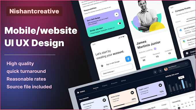 Design mobile apps, dashboard ui ux design by Nishantcreative | Fiverr