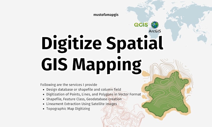 Digitize geographical data using arcgis qgis and make maps by Mustofamapgis | Fiverr
