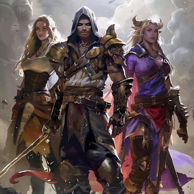 Create a fantasy character design and dnd party art by Ernsteder | Fiverr