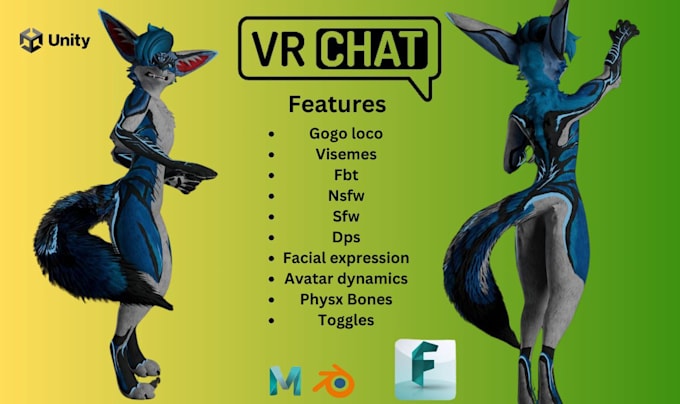 Make vrchat avatar, anime avatar, vrc character, furry, nsfw, vtuber ...