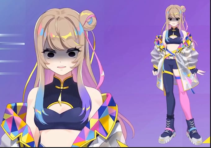 Custom live2d vtuber, 2d vtuber model, 2d vtuber rigging, twitch vtuber by Fasternat | Fiverr