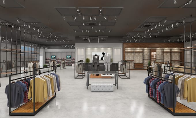 Create 3d retail store, shop interior design, with 3d rendering by ...