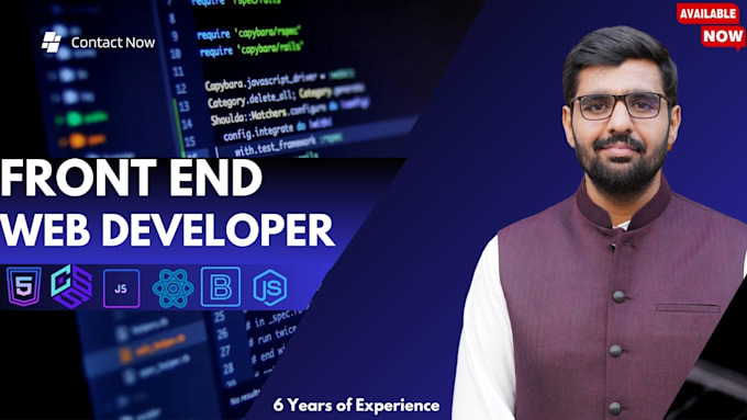 Be your frontend developer for html, css, javascript and react js ...