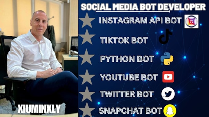 Develop automated tiktok bot youtube bot uploader bot instagram bot ... Develop automated tiktok bot youtube bot uploader bot instagram bot ...