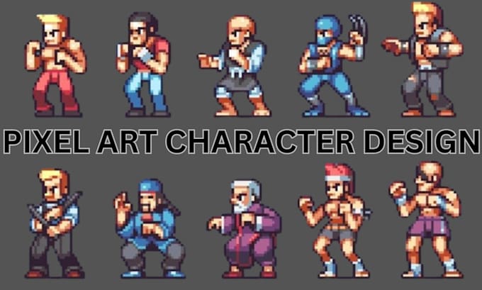Draw pixel character, sprite sheet, character design, 128x128px pixel ...