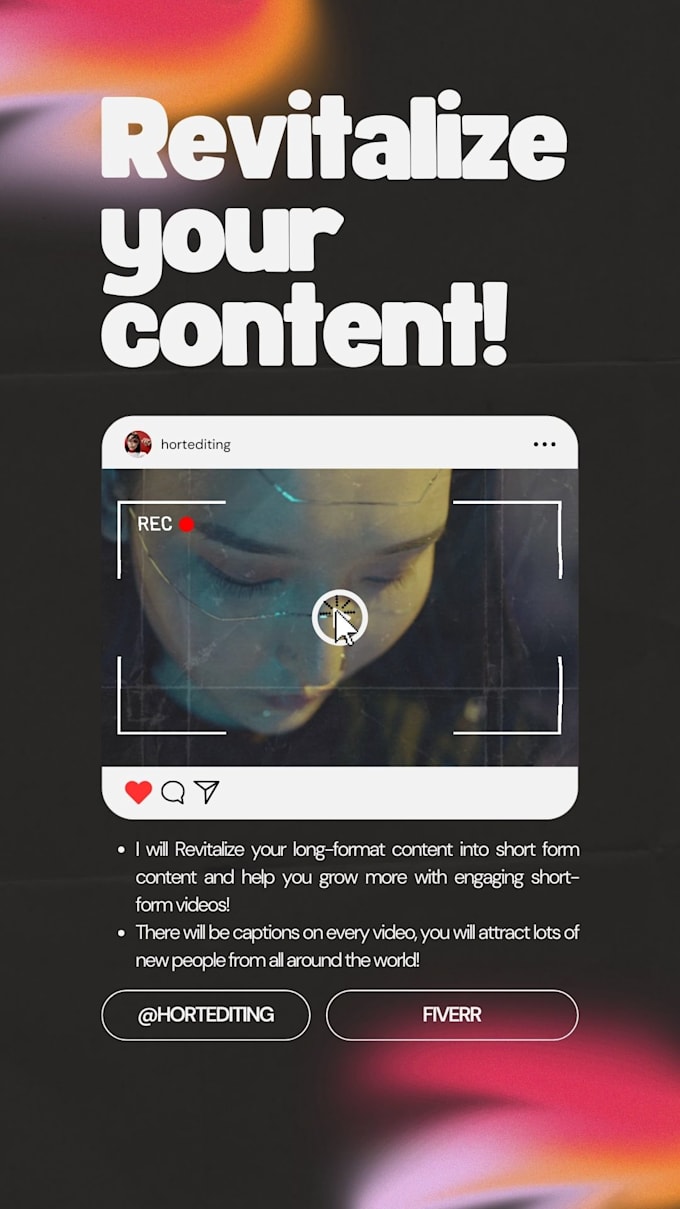 Revitalize your long form content into short form content for yt, insta ...