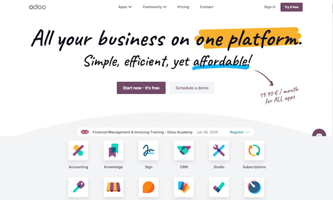 Do odoo website, odoo ecommerce website, odoo migration, odoo inventory website by Mendane | Fiverr