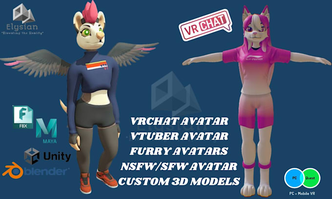 Do furry avatar, nsfw furry for fursona, vrchat avatar, vtuber, vrc by Elydian | Fiverr