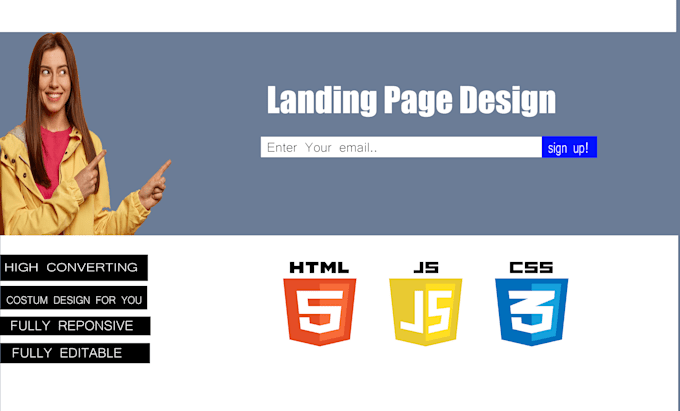 Design landing pages through html css and java script by Faizaamin_456 | Fiverr