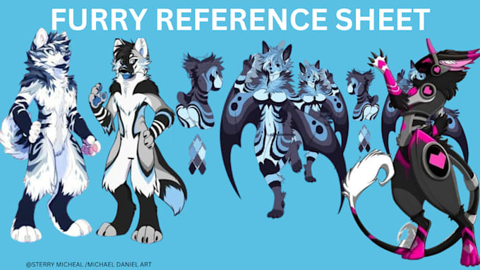 Illustrate furry art reference sheet bust headshot half body draw your fursona by ...