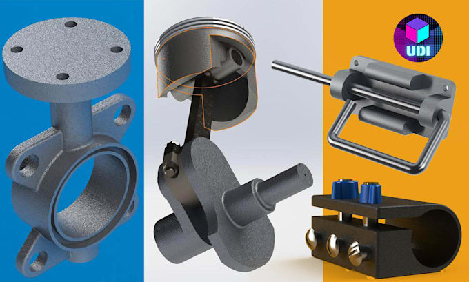 3d modeling in solidworks 2d cad drawing hd rendering by Udimation | Fiverr