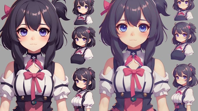 Draw nice anime art character reference sheet vtuber avatar anthro oc ...