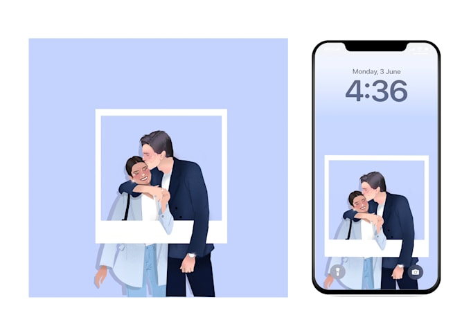 Draw a custom phone wallpaper for couples by Graphnin | Fiverr