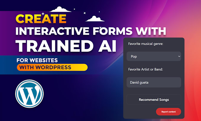 Design wordpress pages with ai forms to interact with trained ai models ...