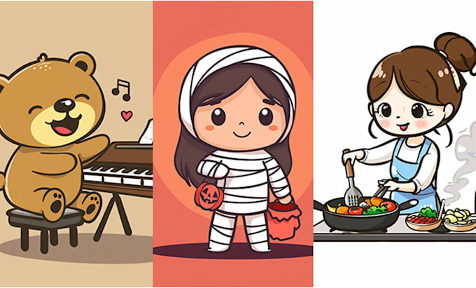 Draw any simple, cute and funny cartoon character by Vilukshan81 | Fiverr