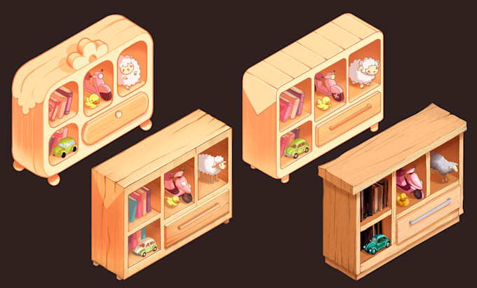 Create 2d isometric props and furniture in any style by Bellasenna | Fiverr