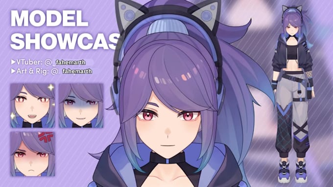 Draw and rig 2d vtuber model, vtuber design, live2d rigging for vtube ...