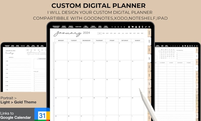Design digital planner custom planner hyperlinked planner esty digital ...