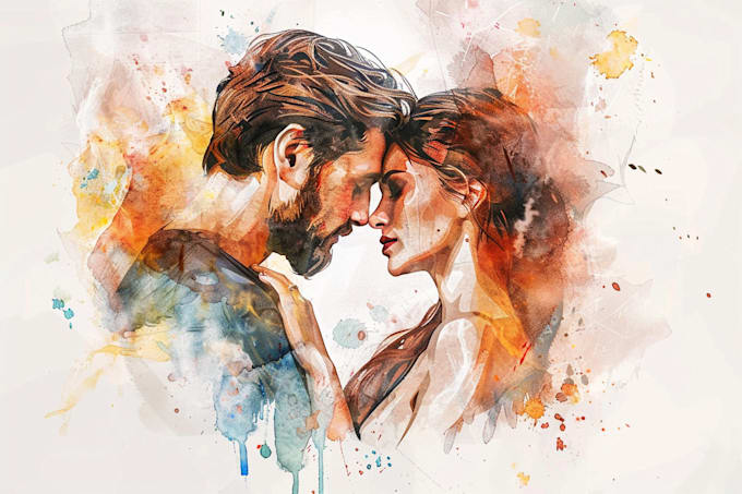 Draw a watercolor couple portrait by Dallakson | Fiverr