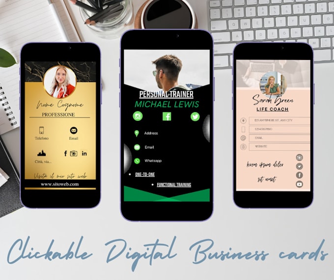 Design clickable digital business cards by Roberta_c_ | Fiverr