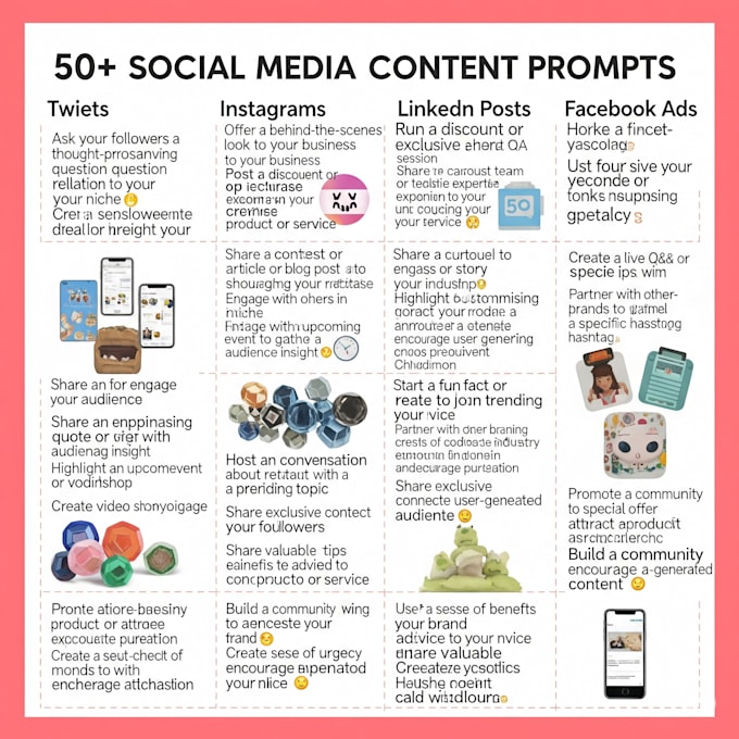 Provide fifty social media prompts for engagement by Nrdewaraja | Fiverr