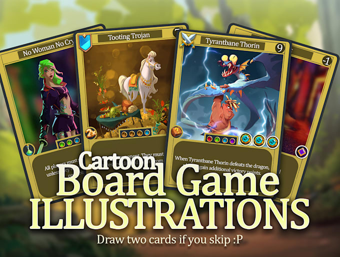 Illustrate board game in fantasy cartoon style by Colorfulness | Fiverr