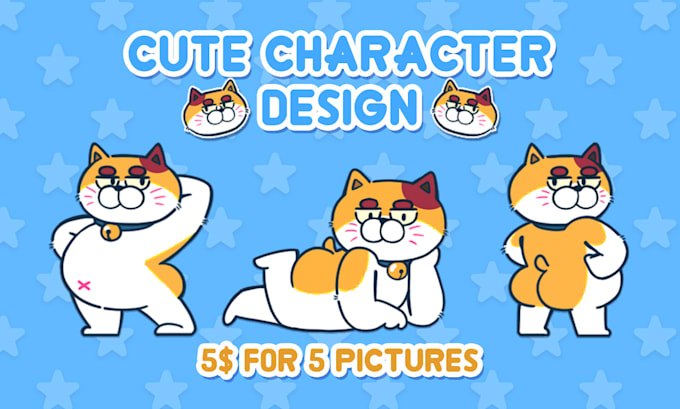 Draw simple cute 2d cartoon characters by Fizbyduck | Fiverr