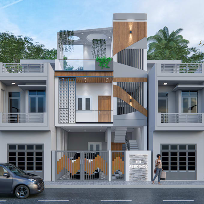 Provide house front elevation 3d render by Afb_designs | Fiverr