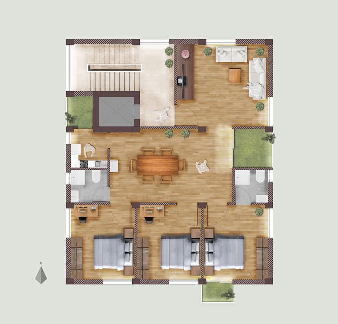 Render architectural floor plans and master plans