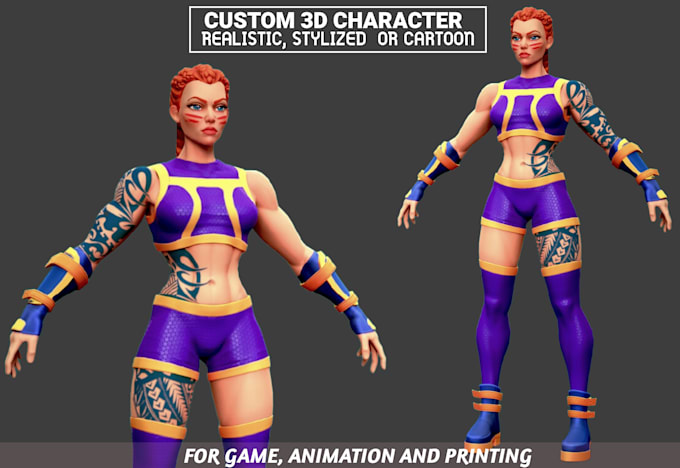 Stylized 3d character design realistic 3d game character model rig unreal engine by Zaris_sculpt ...