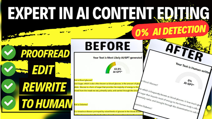 Proofread, edit, and rewrite ai content to human written by Areejsoomro123 | Fiverr