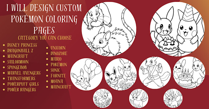 Design custom pokémon coloring pages by Bmrab0103 | Fiverr