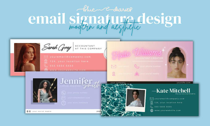 Design a modern and aesthetic email signature by Bluediariesshop | Fiverr