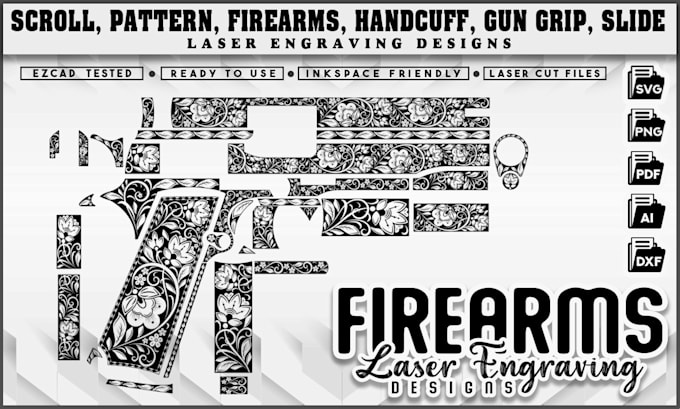 Create custom scroll firearms laser engraving ezcad vector files by Masudrana148 | Fiverr