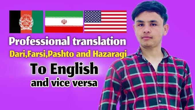 Translat and transcribe dari,farsi and pashto to english by Etminan ...