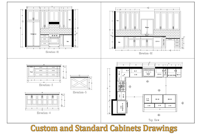 Draw 2d cabinet drawings for kitchen, closet, wardrobe by ...