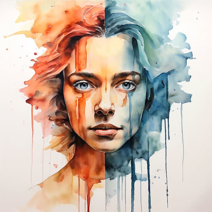 Portraits for outpoint unique surrealist watercolor by Stoutsite | Fiverr
