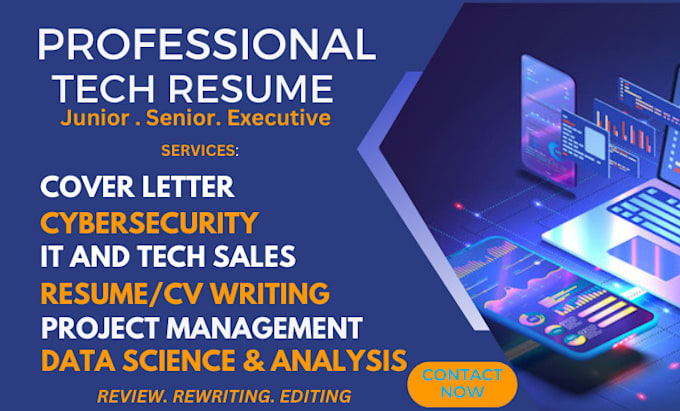 Write, revamp a professional tech resume, data science, cybersecurity by Bradon_bw | Fiverr