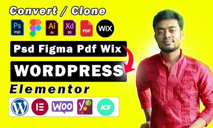 Convert clone psd figma pdf html wix xd to wordpress by elementor pro ...