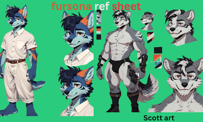 Draw custom furry ref sheet fursona art oc furry nsfw character reference by Scotttolbert01 | Fiverr