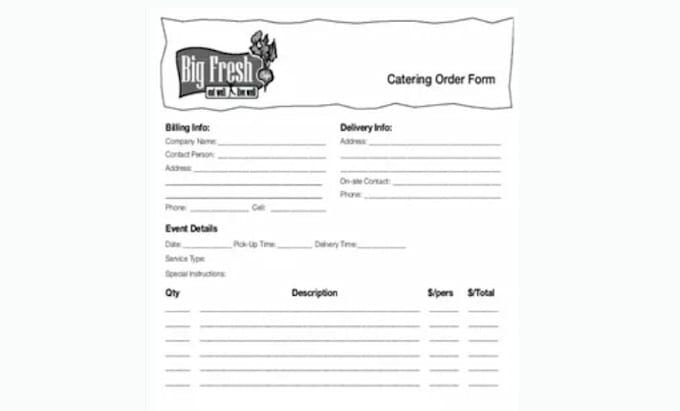 Design restaurant order form and food order booking form cocktail order ...
