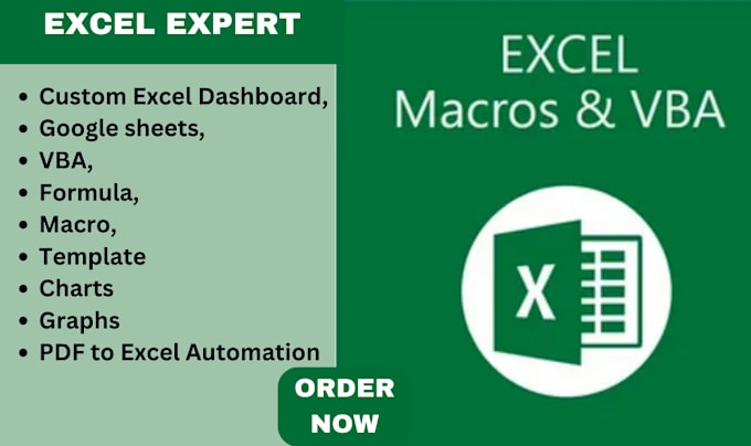 Create custom excel dashboard, google sheets, vba, formula, macro, template Create custom excel dashboard, google sheets, vba, formula, macro, template