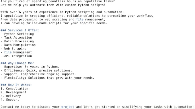 Create custom python scripts and automate your tasks by Youmou | Fiverr