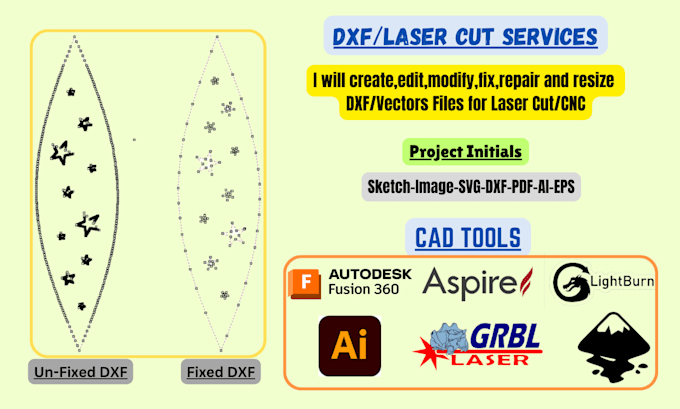Ready, edit and fix a dxf file for laser plasma and cnc by Engr_irfan_khan | Fiverr
