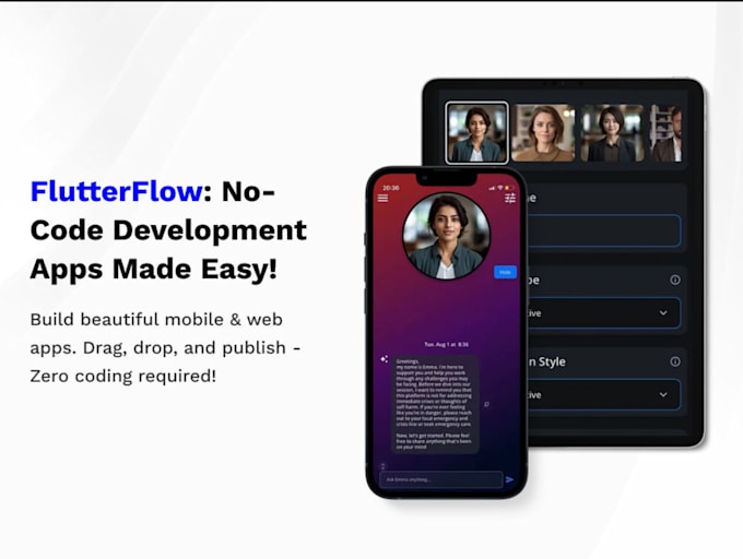 Build no code apps, flutterflow, flutter ,bubble using chat gpt,andriod ... Build no code apps, flutterflow, flutter ,bubble using chat gpt,andriod ...