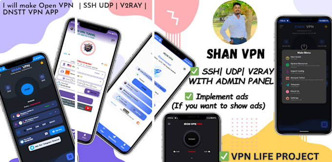 Build open vpn ssh udp v2ray vpn app with admin panel by Shan_perera1100 | Fiverr