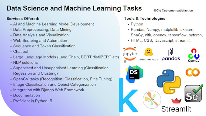 Data science, ml, deep learning, nlp, projektaufgaben in python durchführen