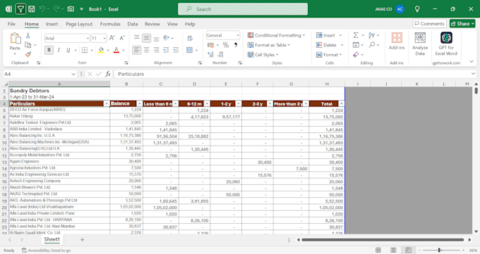 Make debtors and creditors ageing report in excel using tally data by ...
