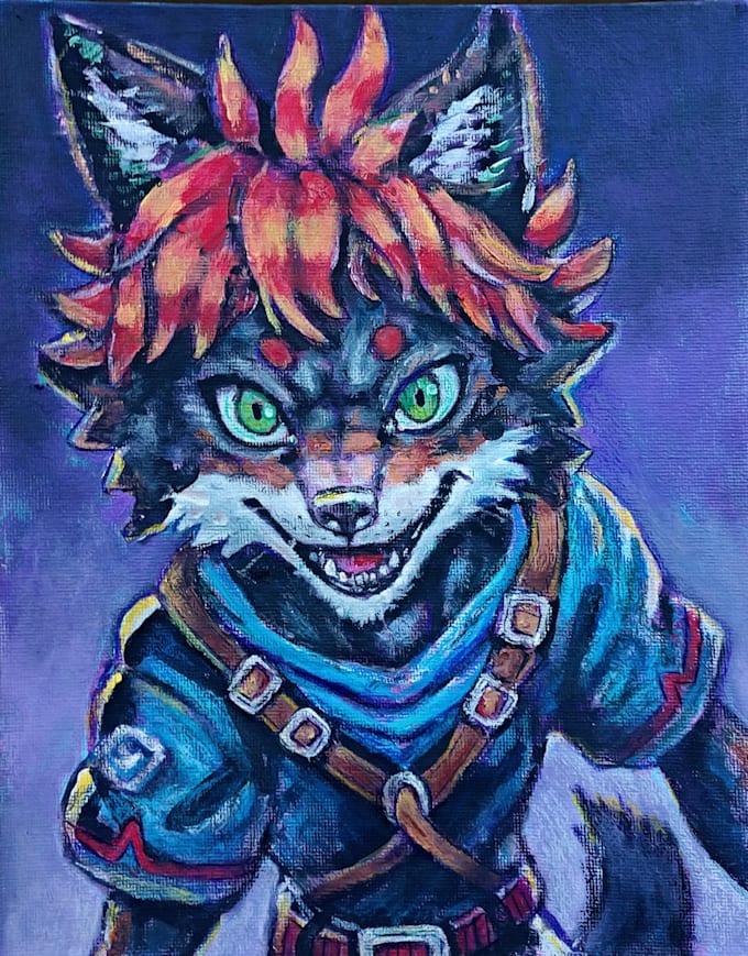 Paint a physical portrait of your fursona furry character on canvas by ...