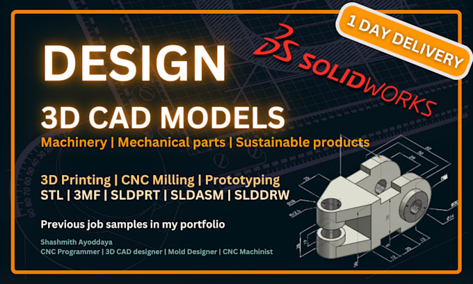 Create 3d cad models for your manufacturing 3d print n cnc by ...